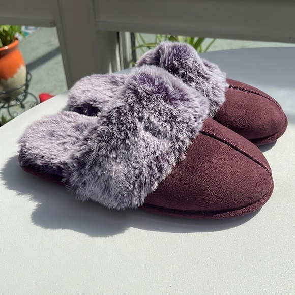 Shoes | Nwot Plum Suede Slippers | Poshmark